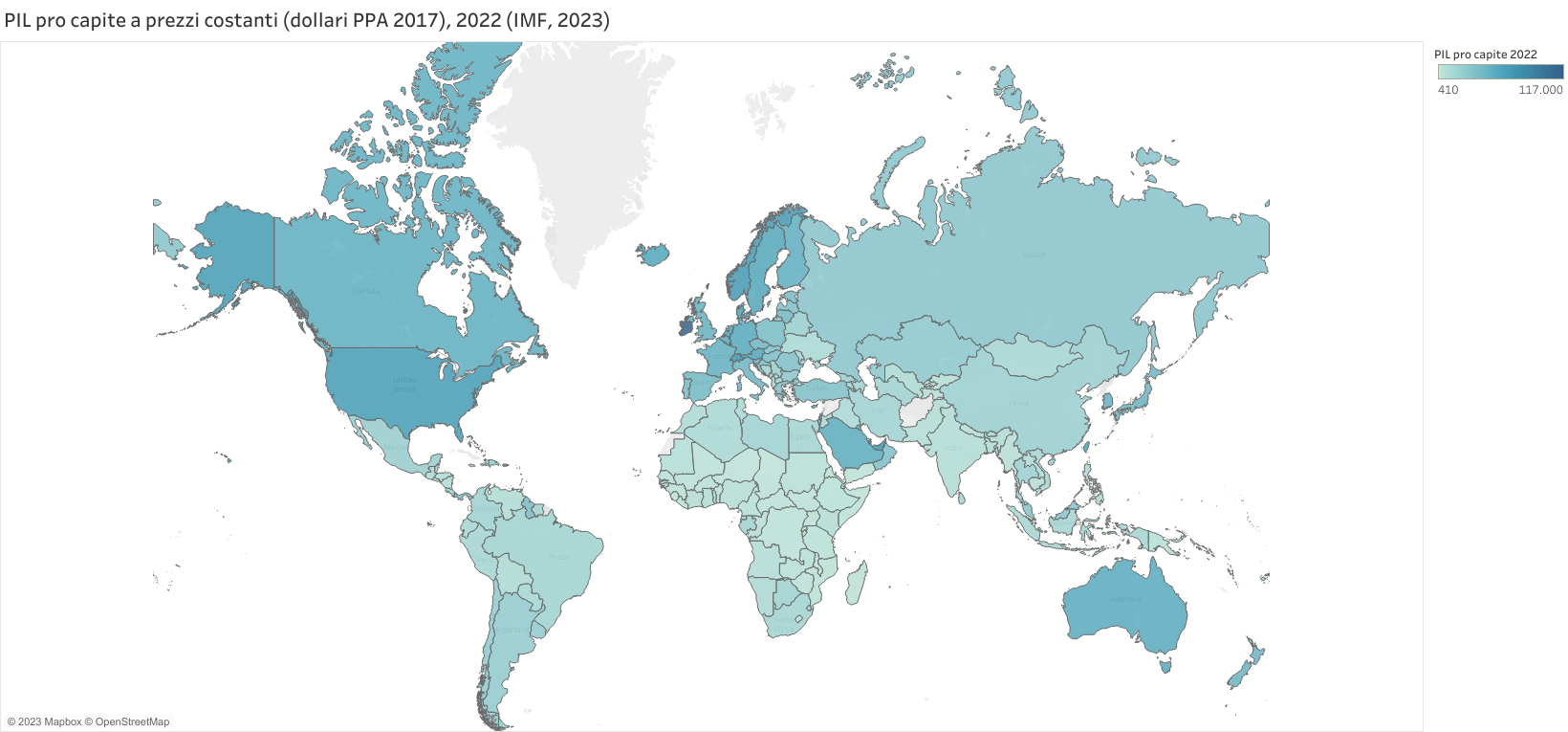 PIL pro capite a prezzi costanti 2022 - Mondopoli - Mondopoli